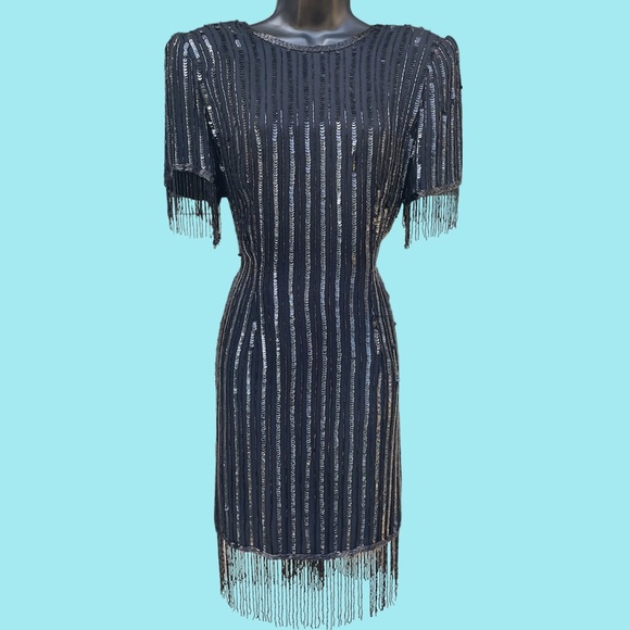 Stenay | Dresses | Vtg Stenay Silk Beaded Flapper Evening Gown Gothic ...